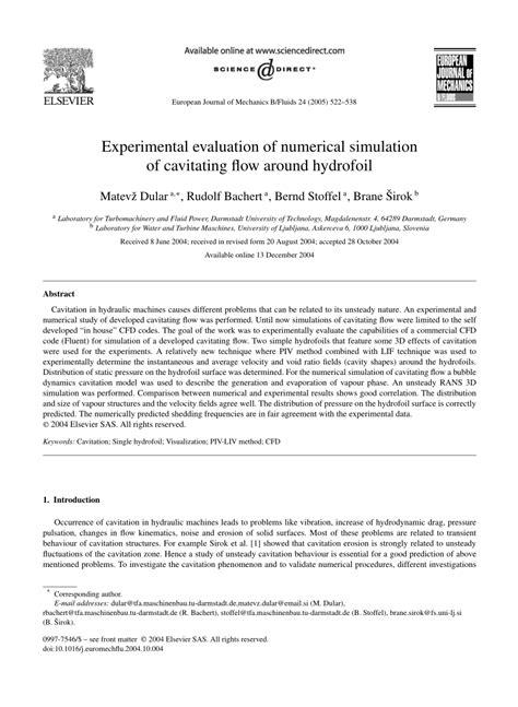 Pdf Experimental Evaluation Of Numerical Simulation Of Cavitating Flow Around Hydrofoil