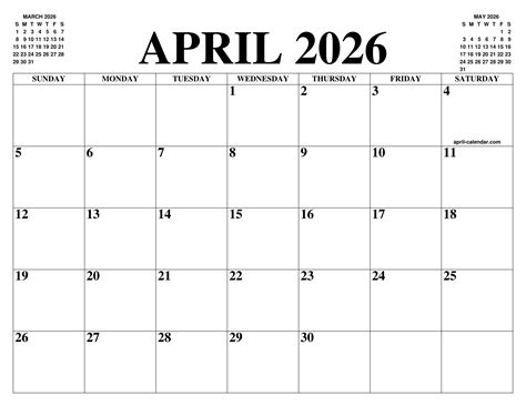 April 2026 Calendar