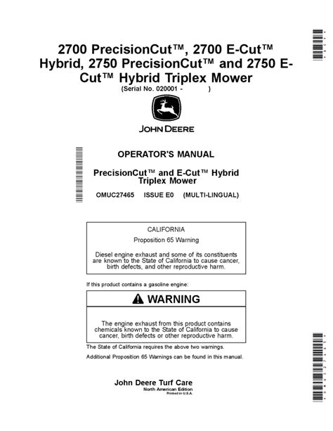 John Deere 2700 Precisioncut 2700 E Cut Hybrid 2750 Precisioncut And 2750 E Cut Hybrid Triplex