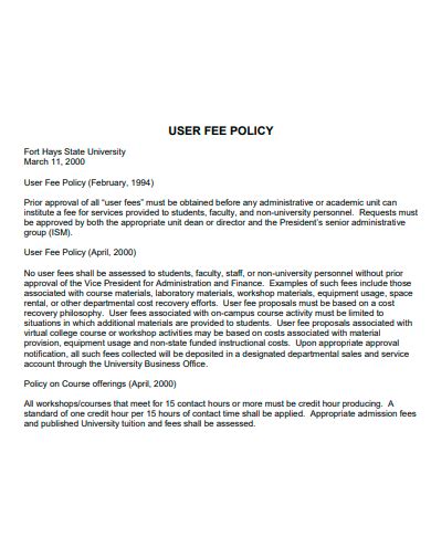 Free 30 Fee Policy Samples In Pdf Ms Word