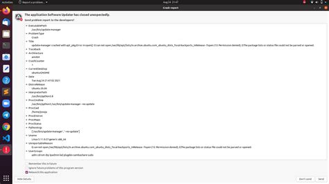 Package Management Appliction Software Updater Has Closed Unexpectedly Ask Ubuntu