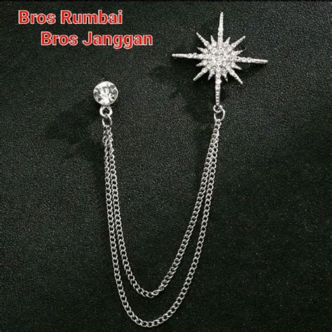 Jual Bros Rumbai Bros Pin Rantai Janggan Pria Wanita Aksesoris Pakaian Mewah Elegan Desain