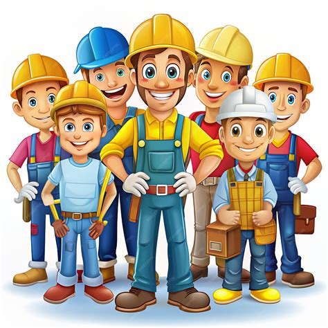 Cartoon Construction Workers Bring Color To Life Premium Ai Generated