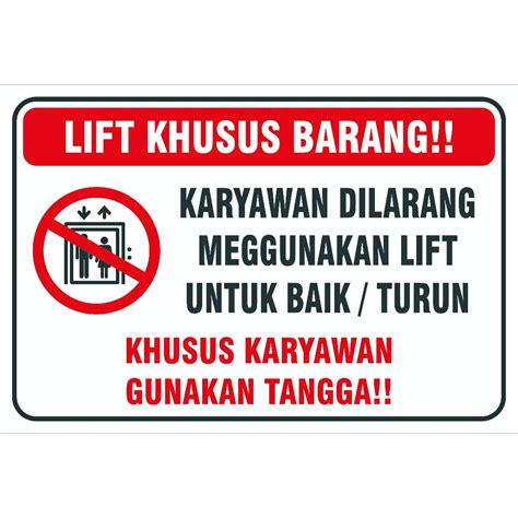 Jual Stiker Vinyl Pengumuman Lift Khusus Barang Shopee Indonesia