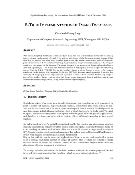 Pdf R Tree Implementation Of Image Databases