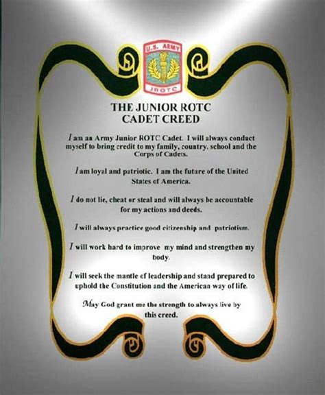 Cadet Creed Monarch High School Army Jrotc Knight Battalion
