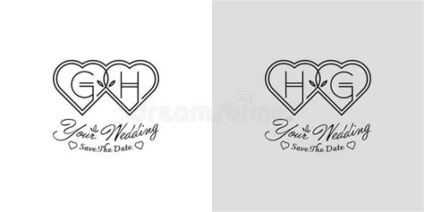 Letters Gh And Hg Wedding Love Logo For Couples With H And G Initials
