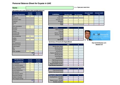 40 Excel Personal Balance Sheet Templates And Examples Templatelab