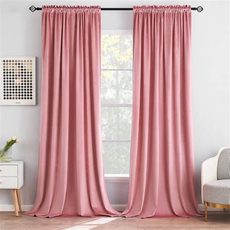 Miulee Blush Pink Velvet Curtains Thermal Insulated