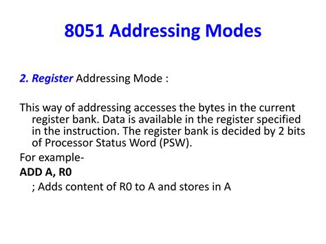 8051 Addressing Modes And Instruction Set Pptx