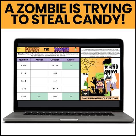 Halloween Integer Operations Review Game Self Checking Digital 7th Grade Math