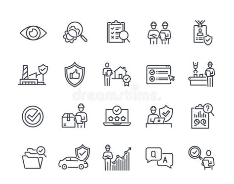 Vector Set Of Inspection Related Line Icons Stock Illustration