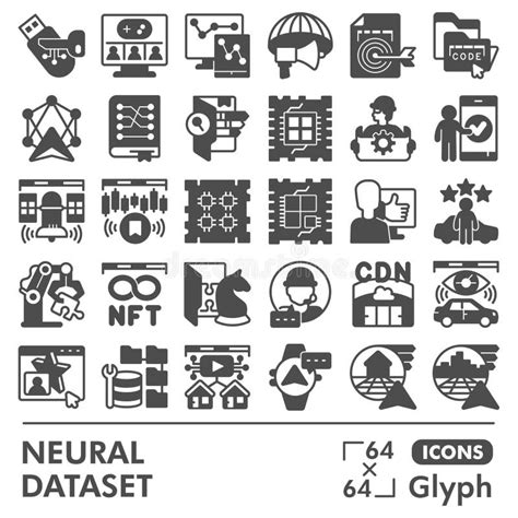 Neural Dataset Symbols Collection Or Sketches Deep Learning Theme In