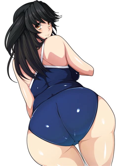 Xbooru 1girl Ass Bare Shoulders Big Ass Black Hair Brown Eyes Bubble