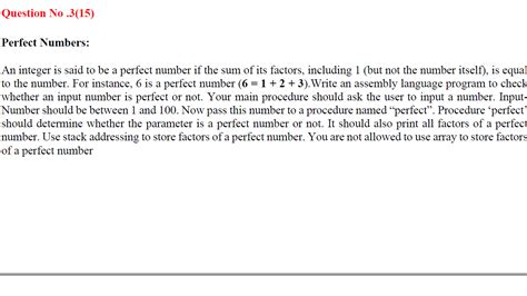 Solved Question No315 Perfect Numbers An Integer Is Said