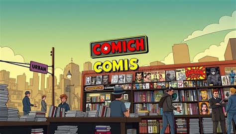 Comic Book Store Facade Urban Scene City Retail Bookshop Exterior