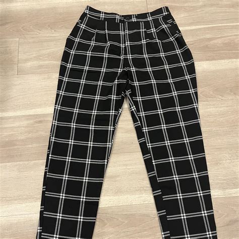 Forever 21 Black With White Stripeplaid Pants Size Depop