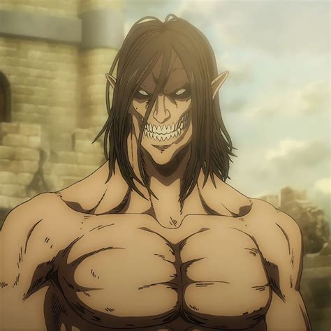 Eren Yeager Eren Titan Mouth Open Eren Yeager Man Bun Anime Eren