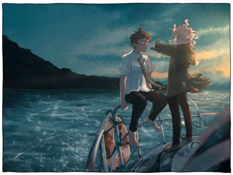 Danganronpa Danganronpa 2 Beach Scene Nagito And Hajime Fanart