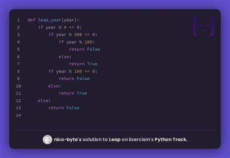Nico Bytes Solution For Leap In Python On Exercism