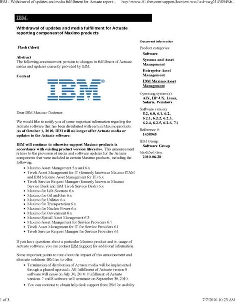 ibm withdrawal of support pdf