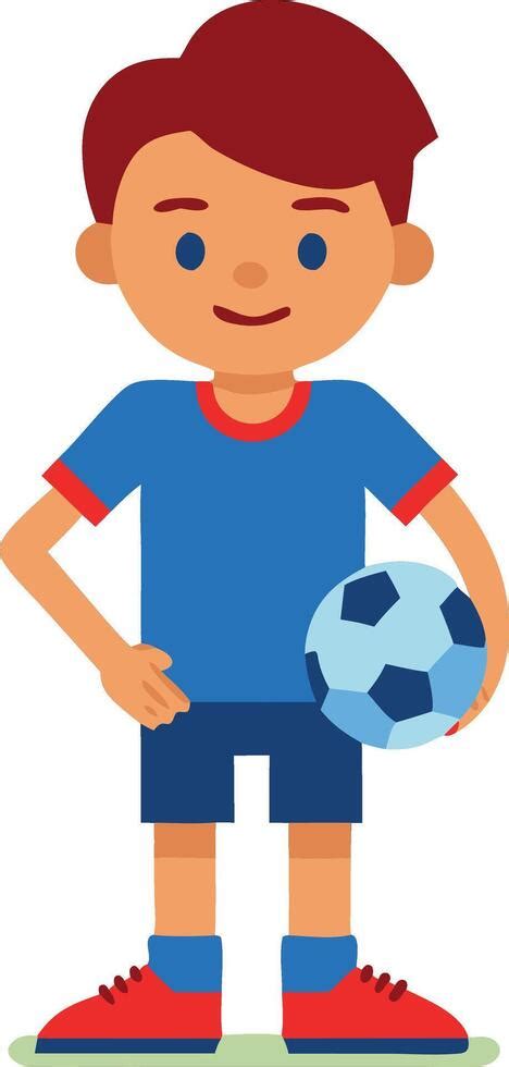 Illustration Of A Boy Holding A Soccer Ball And Smiling Isolated On