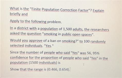 Solved What Is The Finite Population Correction Factor