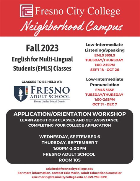 Fall 2023 Emls Classes Fresno Adult School