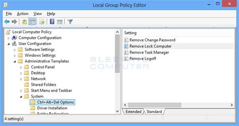 How To Remove The Lock Option From The Ctrl Alt Delete Screen In Windows