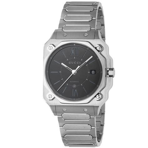 Gucci G Flat Automatic 36 Mm Stainless Steel Black Dial Bracelet Watch