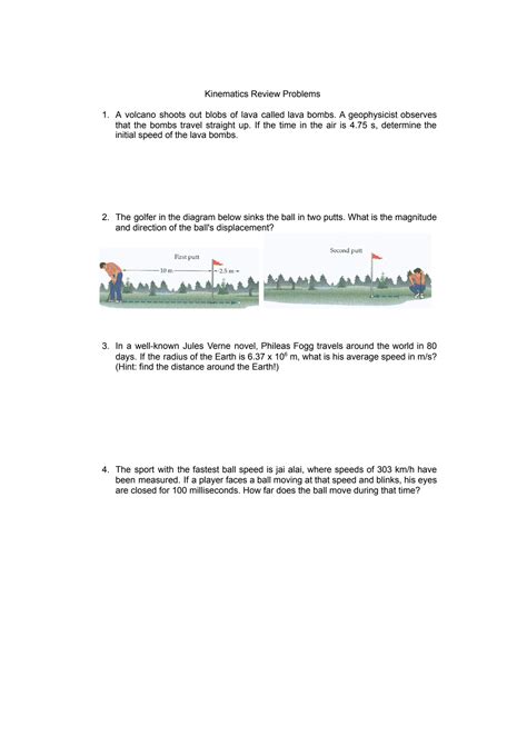 Solution Unit A Kinematics Review Problems Collection Physics Studypool