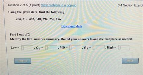solved question 2 of 5 1 point view problem in a pop up