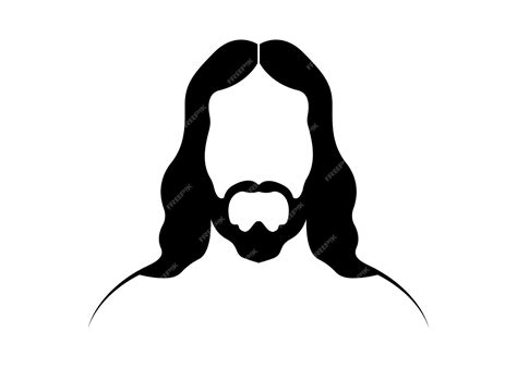 Jesus Christ Graphic Portrait Vector Black Silhouette Isolated On