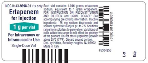 Ertapenem Sodium Hikma Pharmaceuticals Usa Inc Fda Package Insert
