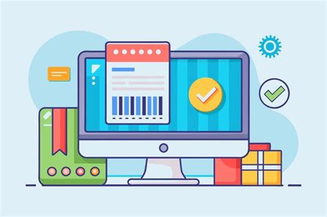 Premium Vector A Computer Screen Showing A Check Mark Symbol Indicating Successful Completion