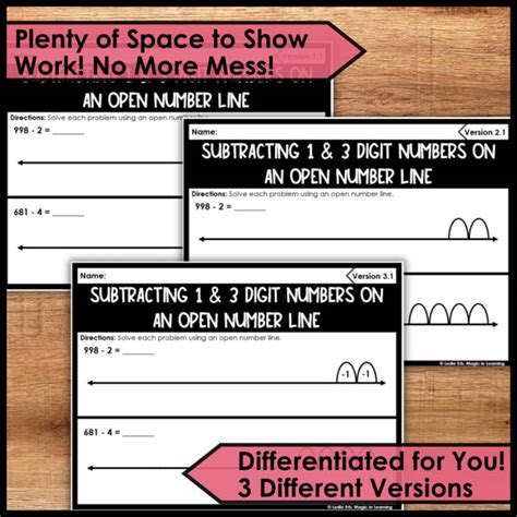 Subtraction With Open Number Lines 1 And 3 Digit Subtraction Practice Worksheet