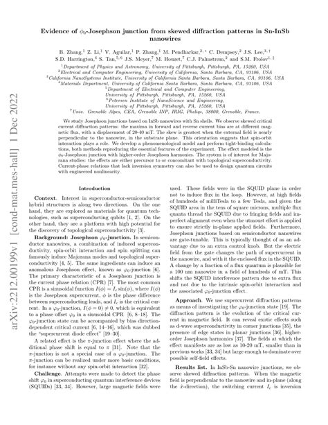 Pdf Evidence Of Phi0 Josephson Junction From Skewed Diffraction
