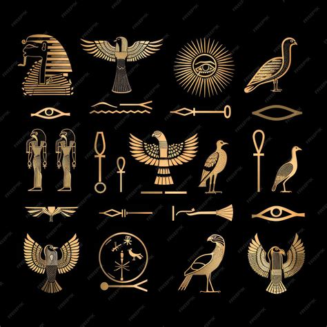 Conjunto De Símbolos Antiguos Del Antiguo Egipto Ilustración Vectorial