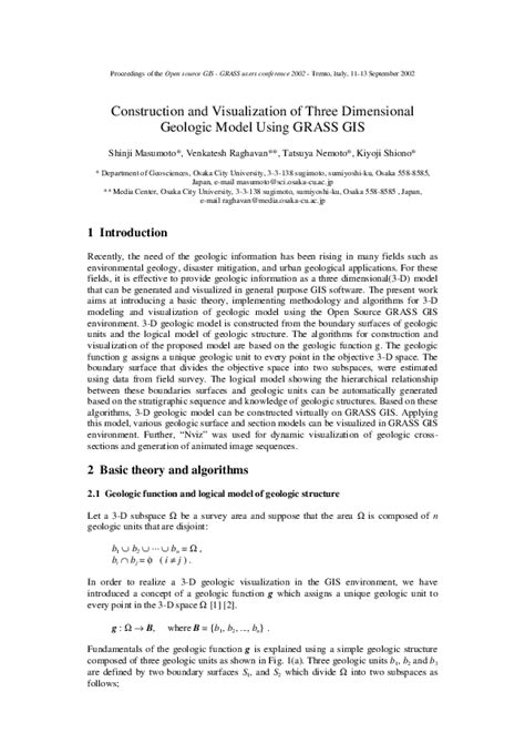 Pdf Construction And Visualization Of Three Dimensional Geologic Model Using Grass Gis