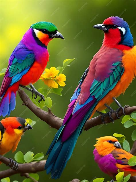 Premium Ai Image Colorful Brids Hd