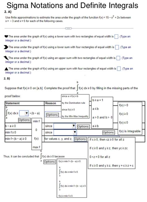 Solved Sigma Notations And Definite Integrals 2 A Use