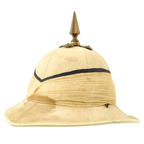 Original British Wwi Officers Wolseley Pattern Pith Helmet With Brass