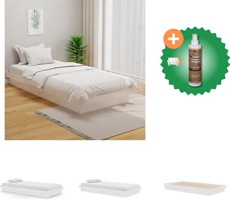 Vidaxl Bedframe Rustieke Charme Houten Bed 100x200 Cm Wit Bed