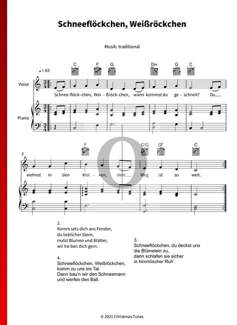 Schneeflöckchen Weißröckchen Anonymous Piano Sheet Music Oktav