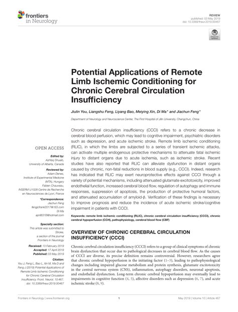 Pdf Potential Applications Of Remote Limb Ischemic Conditioning For