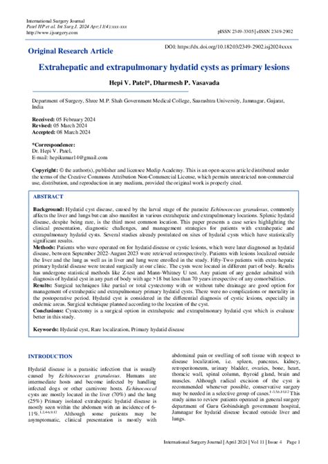 Pdf Extrahepatic And Extrapulmonary Hydatid Cysts As Primary Lesions