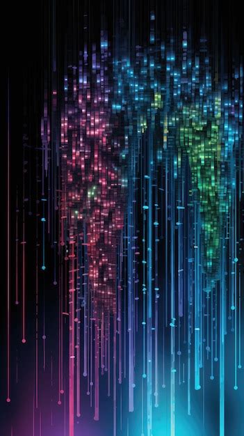 Premium Ai Image Binary Code Waterfall With Colors Wallpaper For The Phone