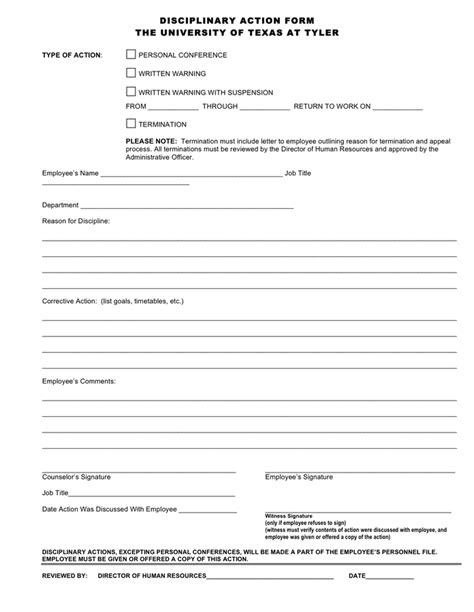 Disciplinary Action Form In Word And Pdf Formats