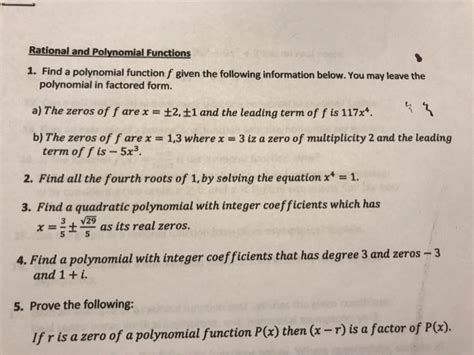 Solved Rational And Polynomial Functions Find A Chegg