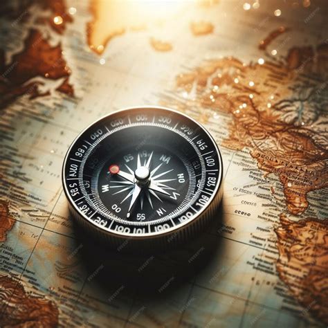 Premium Photo Map And Compass Realistic Photo